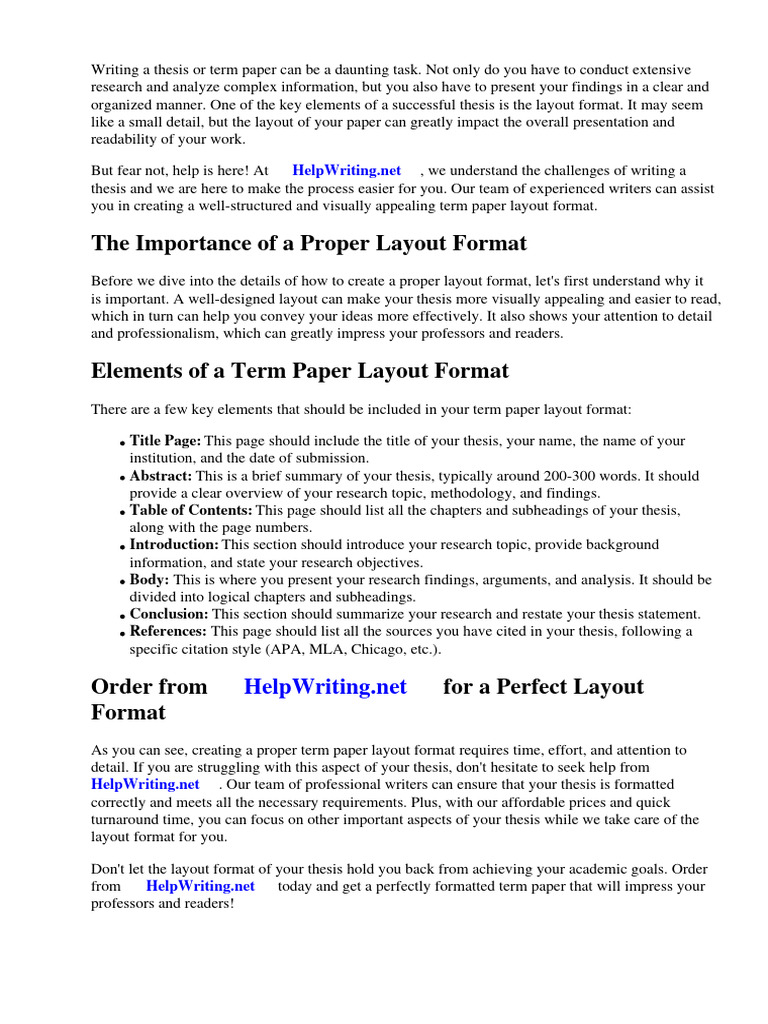 Term Paper Layout Format | PDF | Citation | Apa Style