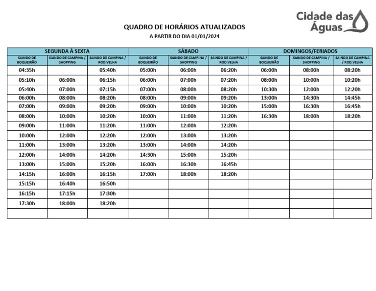 Quadro de Horários Atualizados | PDF