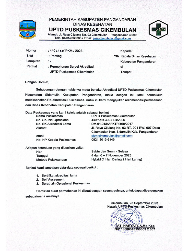 Surat Permohonan Survei Akreditasi | PDF Surat Permohonan Survei Akreditasi | PDF