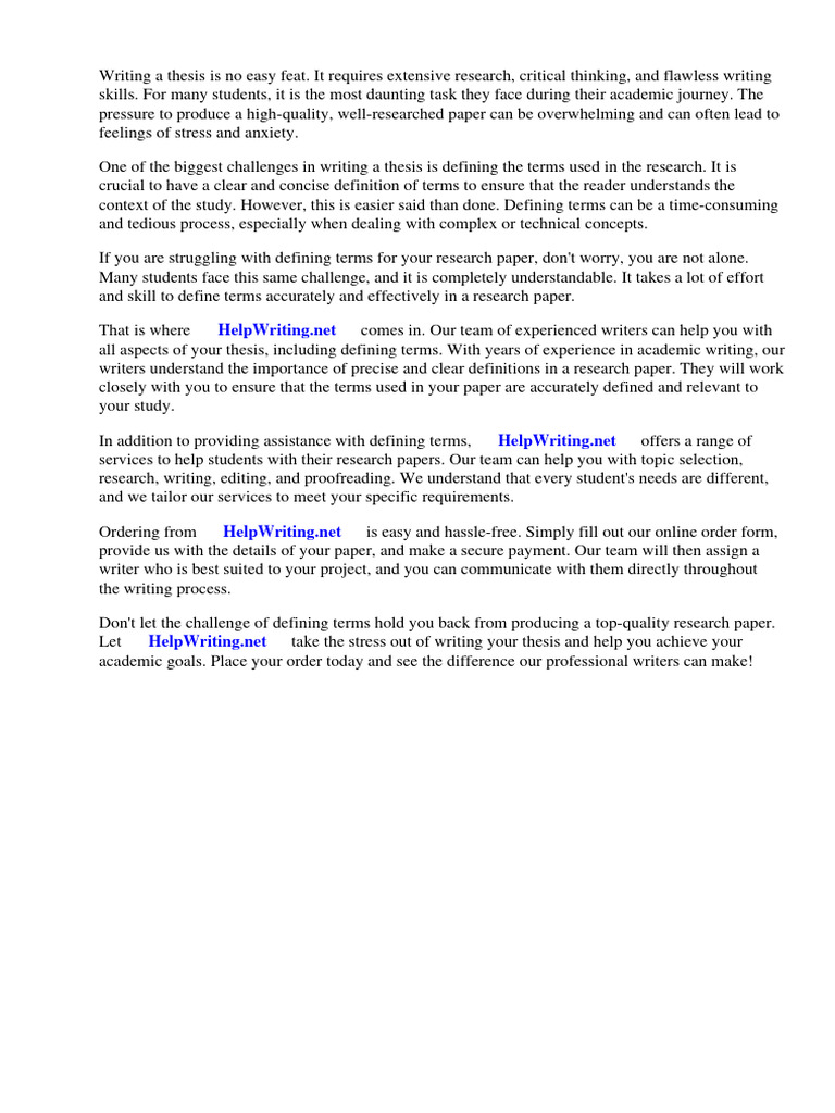 Thesis Writing Help: Define Terms | PDF | Academic Publishing | Teachers