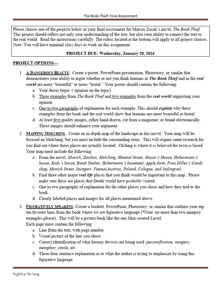 Final Project Book Thief | PDF | Poetry