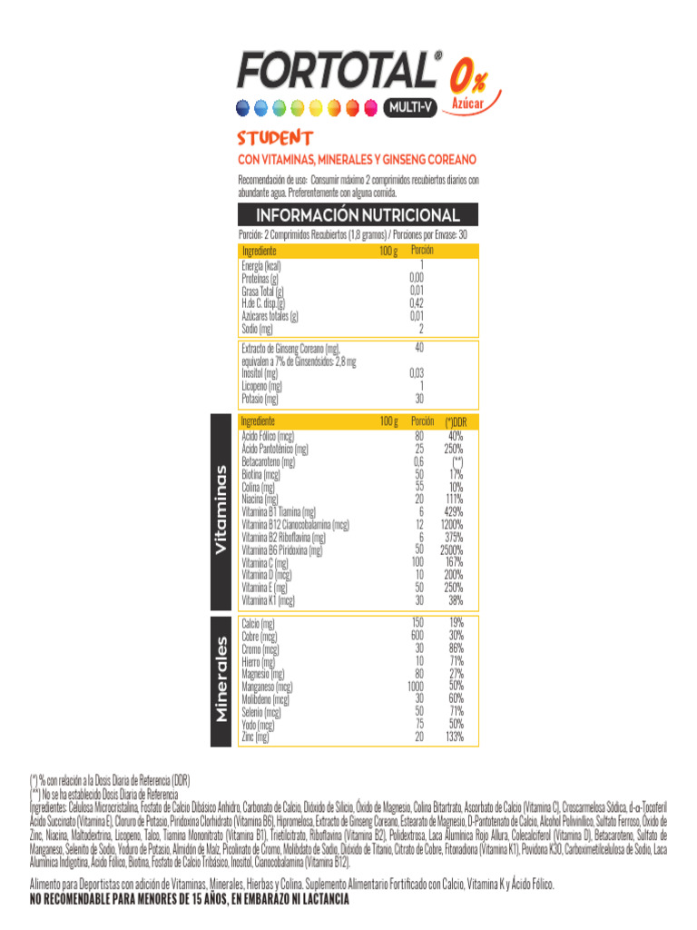 Fortotal Active: Multivitamínico Completo | PDF | Calcio | Vitamina