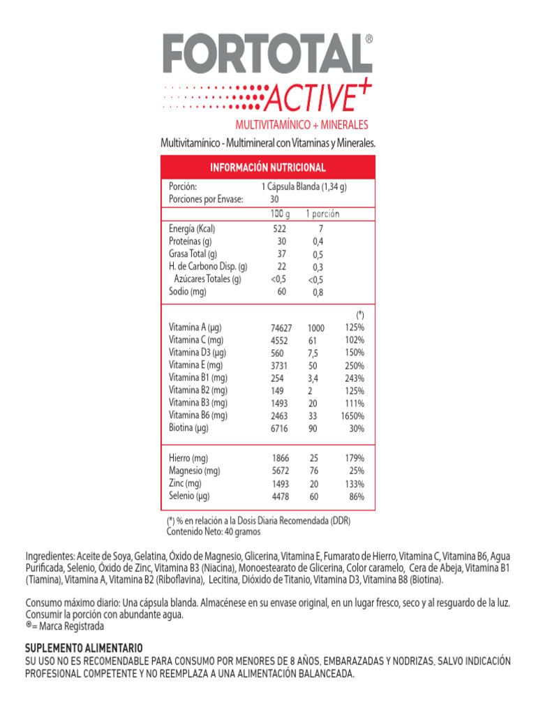 Fortotal Active | PDF | Nutrición | Dieta y nutrición