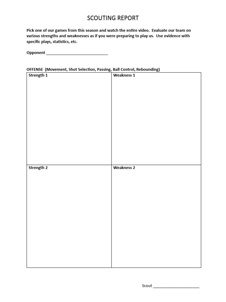 Scouting Report Template | PDF