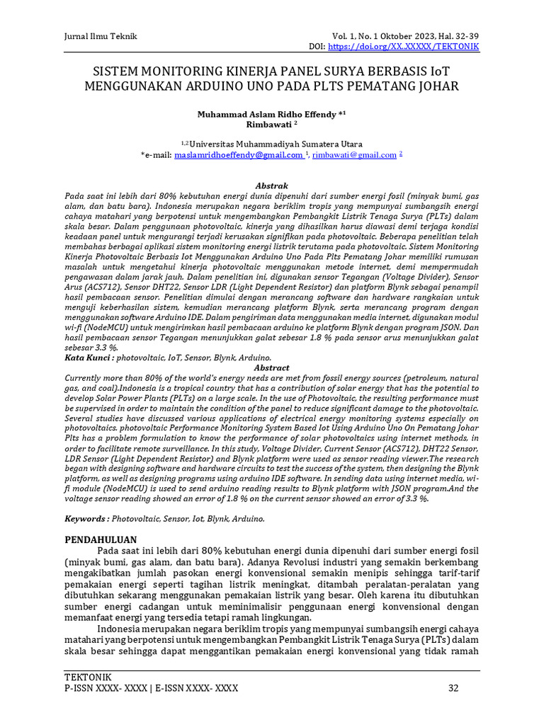 5 Sistem Monitoring Kinerja Panel Surya Berbasis Iot Menggunakan ...