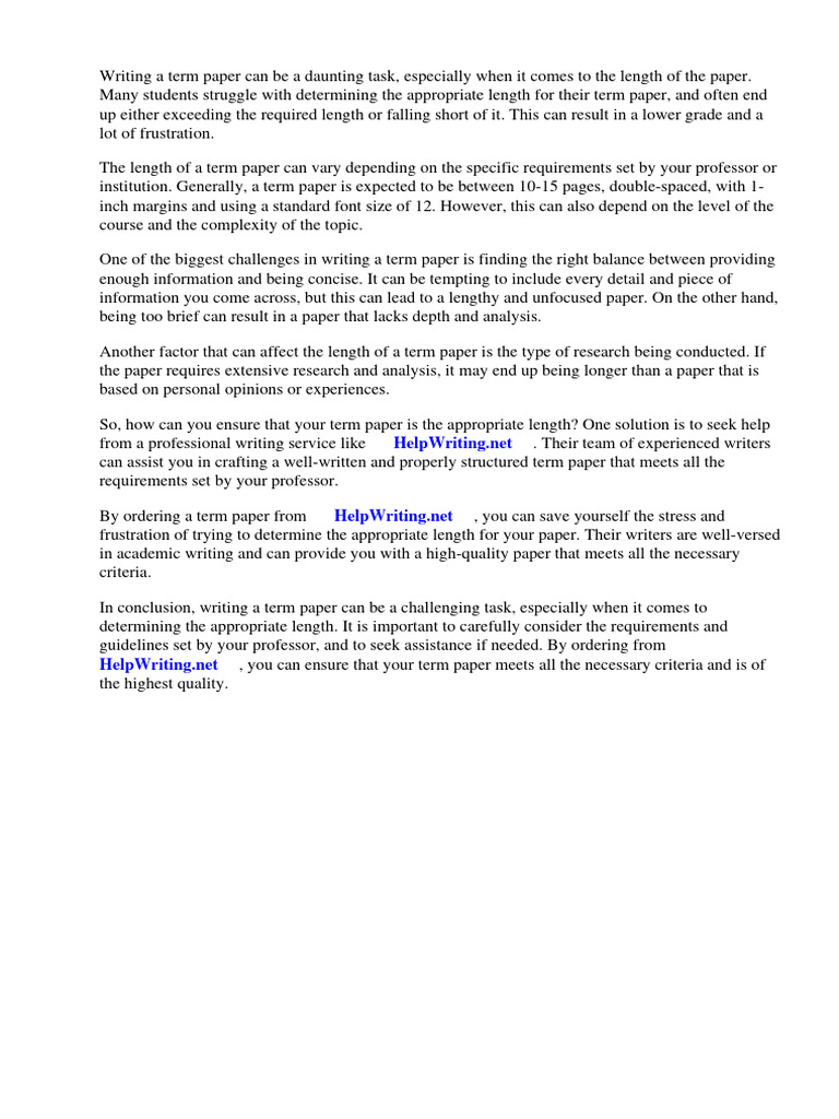 How Long Does A Term Paper Have To Be | PDF | Essays | Motivation