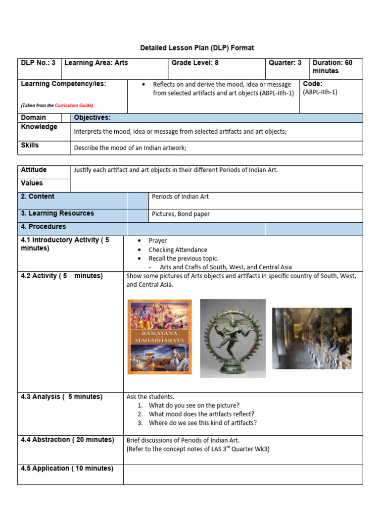 Iplan Arts 8-3rd Quarter - 3 | Download Free PDF | Learning | Lesson Plan