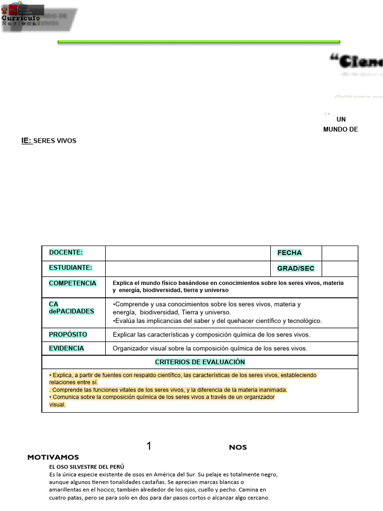 A-1º Act 1 Cyt Unid 1 - Sem 1 | PDF | Organismos | Sustancias químicas