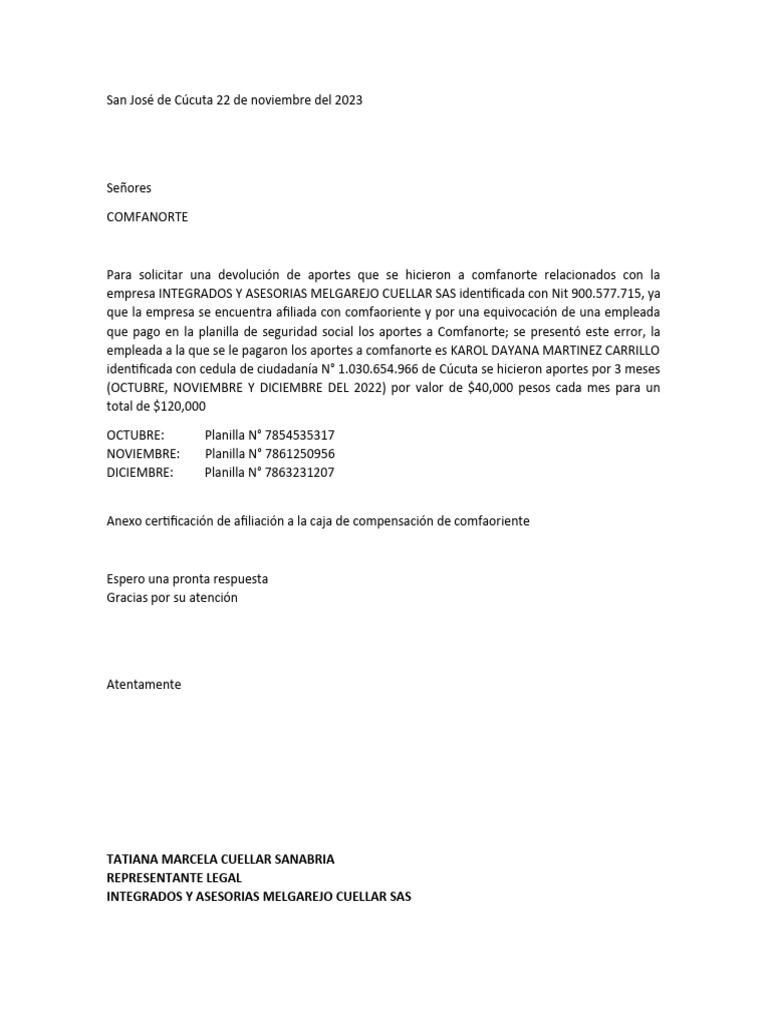 CARTA COMFANORTE | PDF
