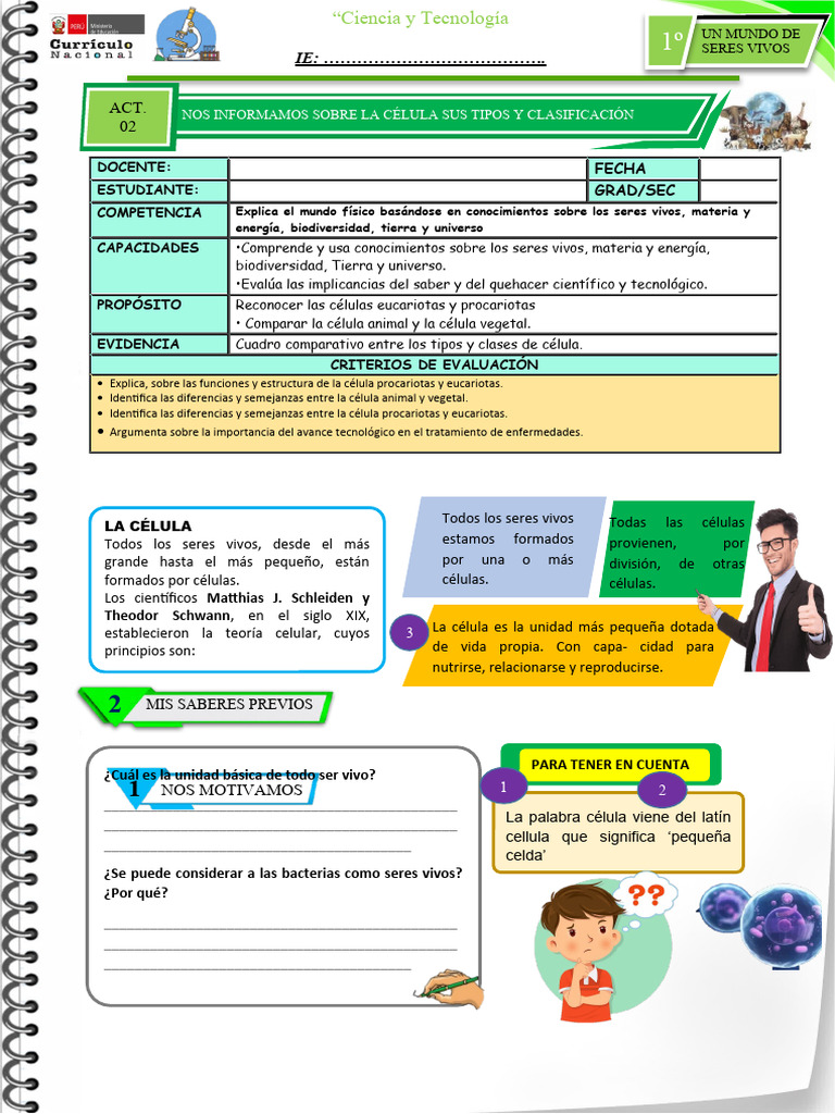 B1º ACT 2 CYT UNID 1- SEM 2 | PDF