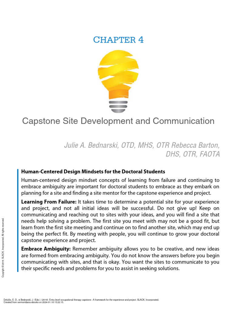 Entry-Level Occupational Therapy Capstone A Framew... - (Part I Development) | PDF ...