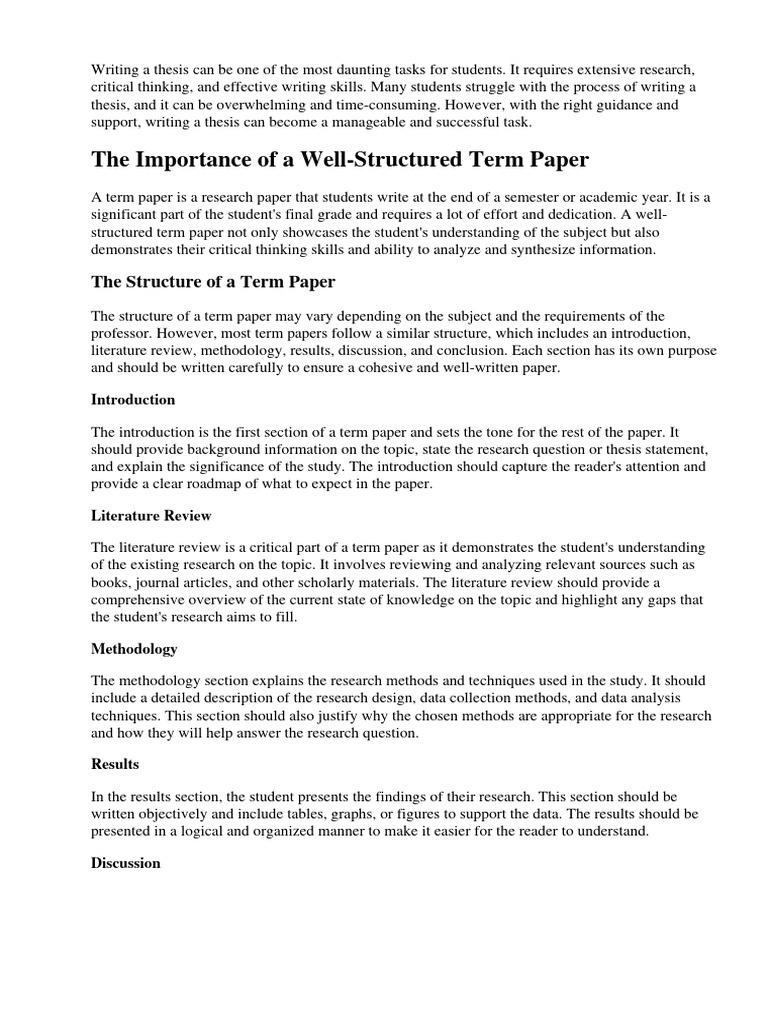 Write Term Paper Structure | PDF | Methodology | Essays