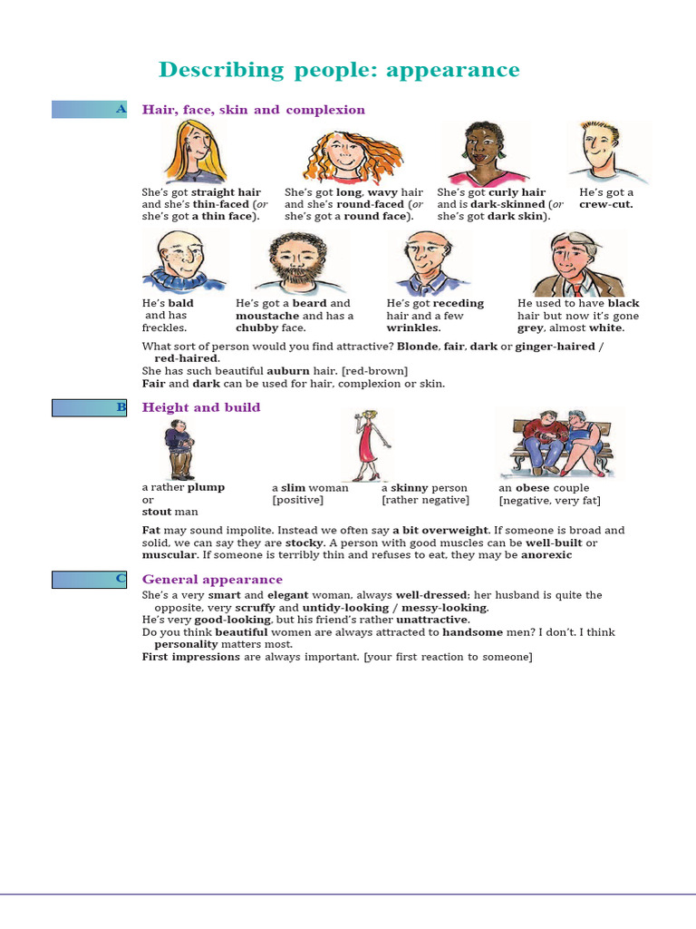 Describing People Cambridge | PDF | Human Hair | Hair