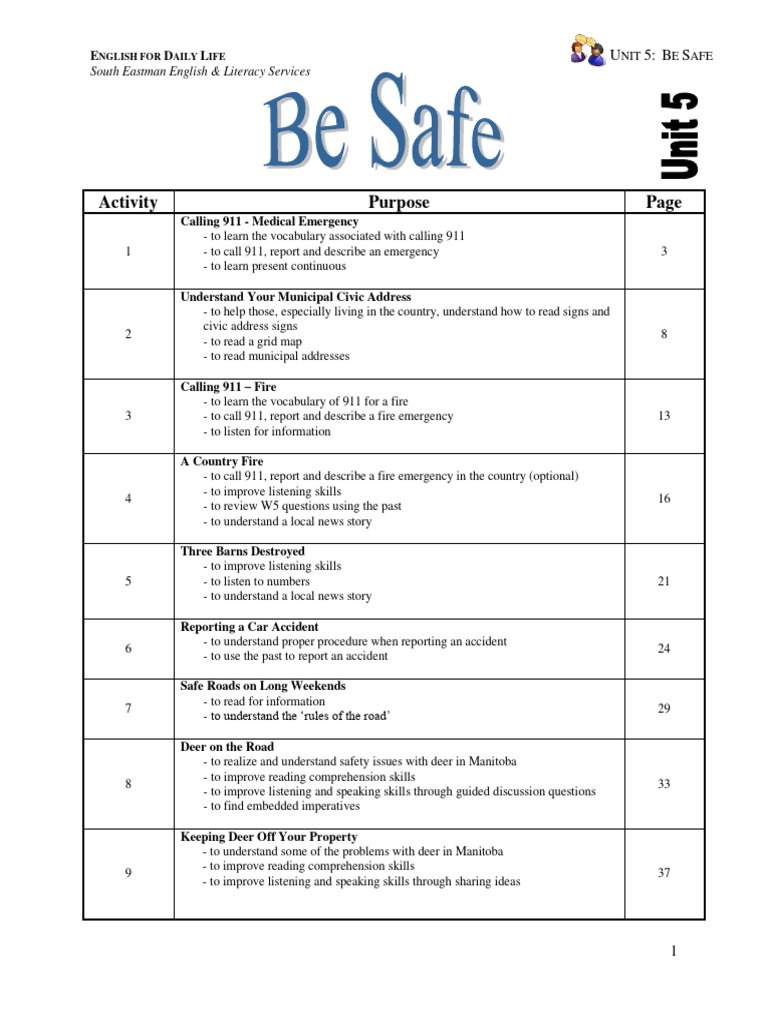 Be Safe | PDF | Vocabulary | Learning