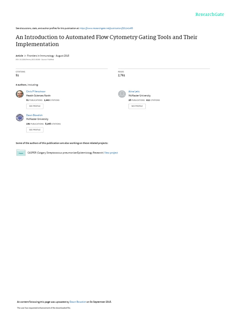 An Introduction To Automated Flow Cytometry Gating Tools and Their Implemantation | PDF | T Cell ...