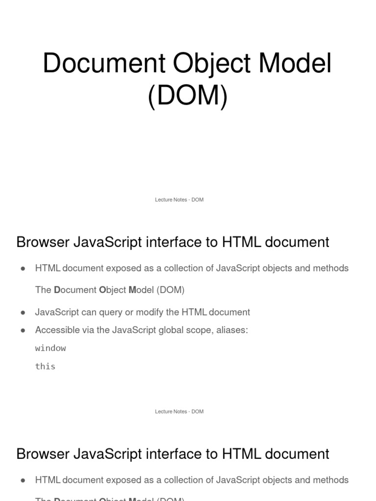 Document Object Model (DOM) | PDF | Document Object Model | Software Development