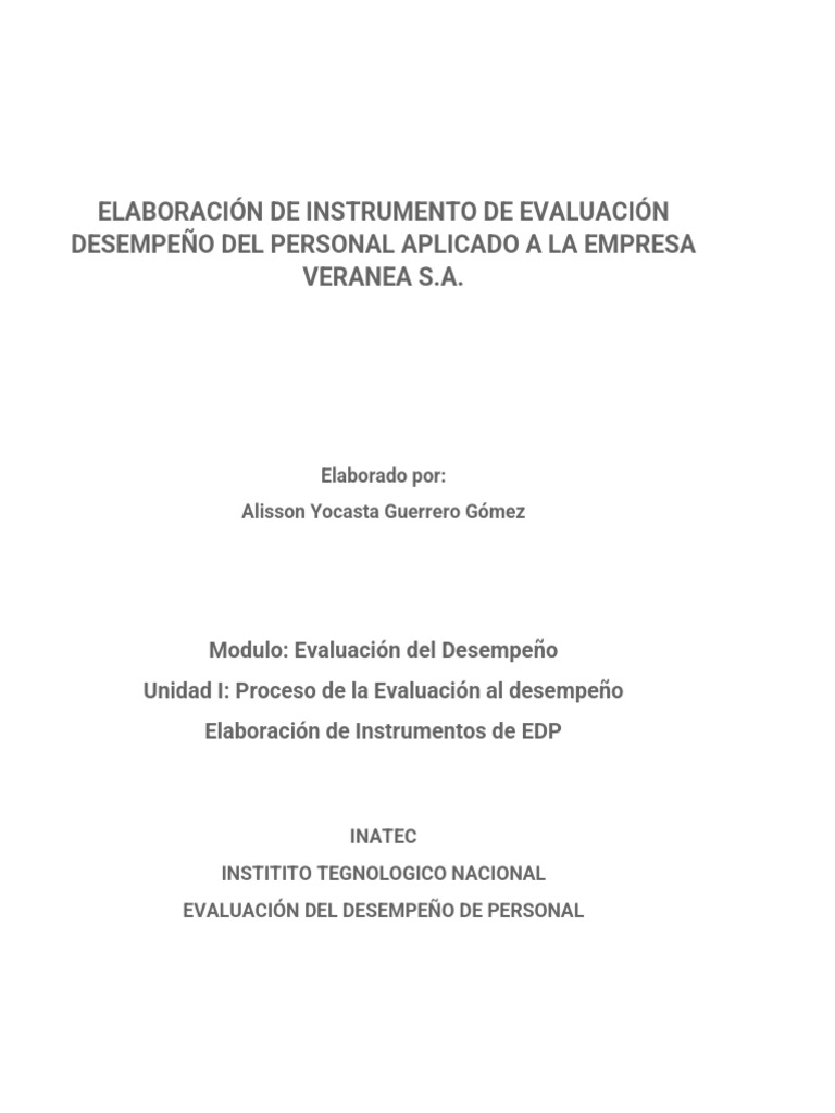 Instrumento de Evaluación Del Desempeño Alisson Guerrero | PDF ...
