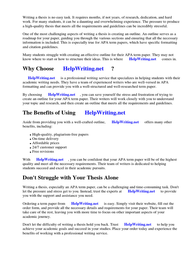 Apa Term Paper Outline Example | PDF | Apa Style | Academic Publishing