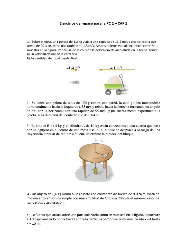 Ejercicios de Repaso Para La PC 2 CAF 1 | PDF