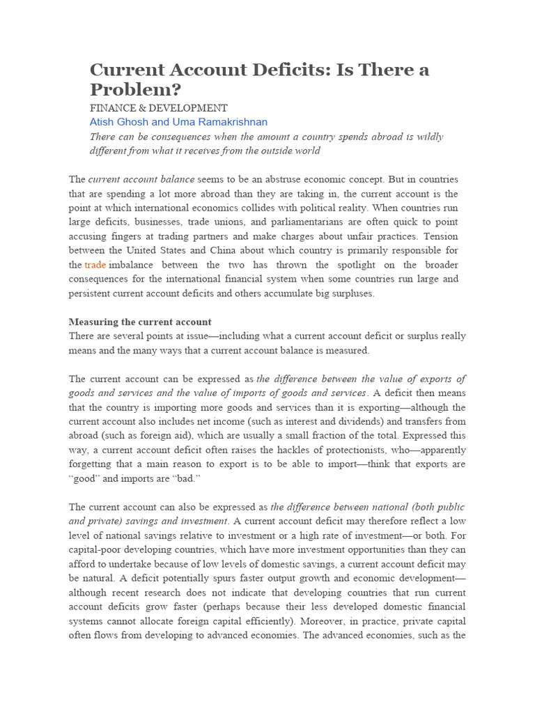Understanding Current Account Deficits | PDF | Government Budget ...
