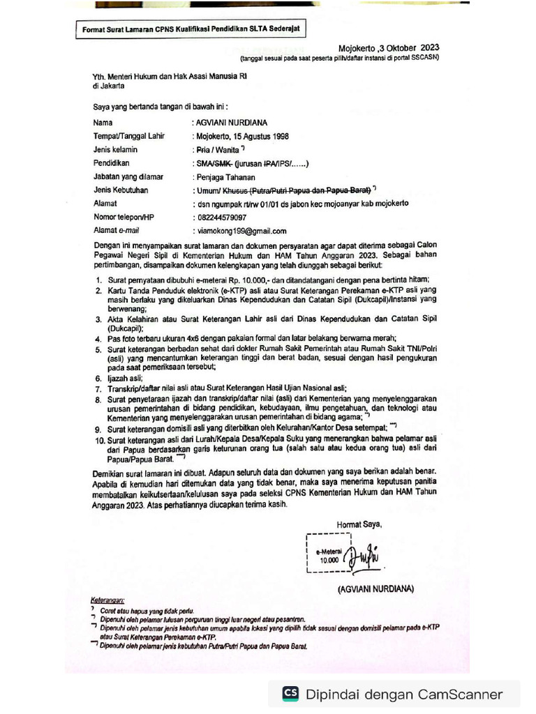 Surat Lamaran - Compressed | PDF