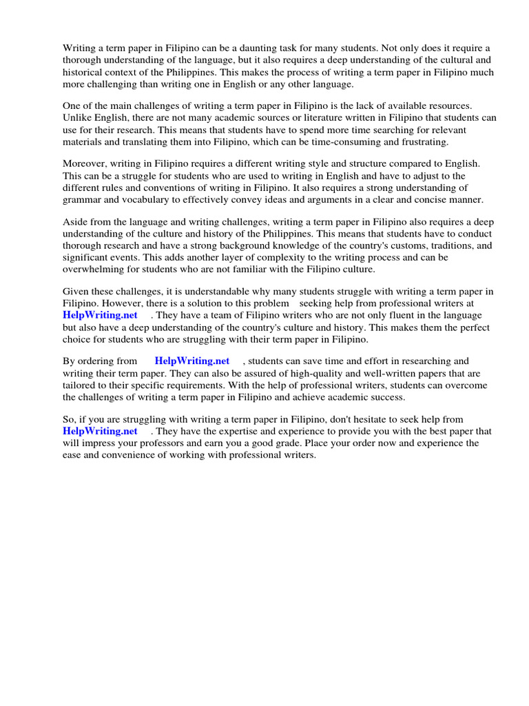 Term Paper Filipino | PDF | Tagalog Language | Apa Style