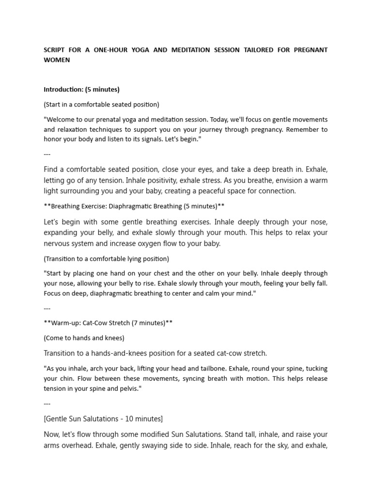 SCRIPT - Pregnancy Meditation and Yoga | PDF | Breathing