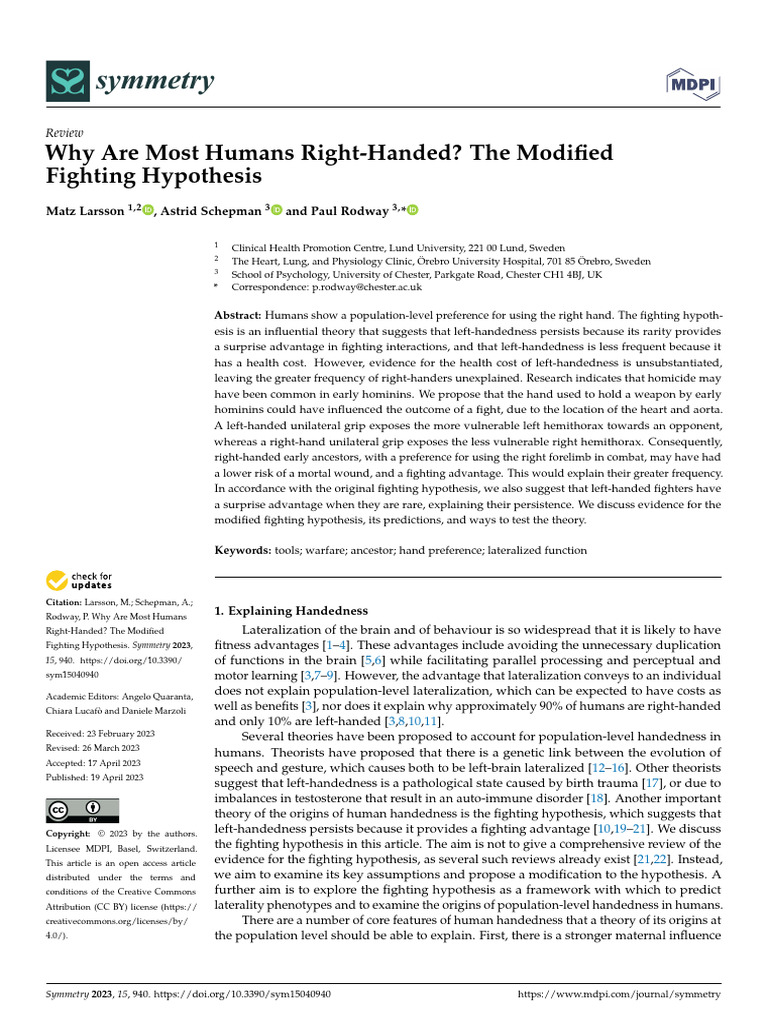Why Are Most Humans Right-Handed The Modified Figh | PDF | Handedness ...