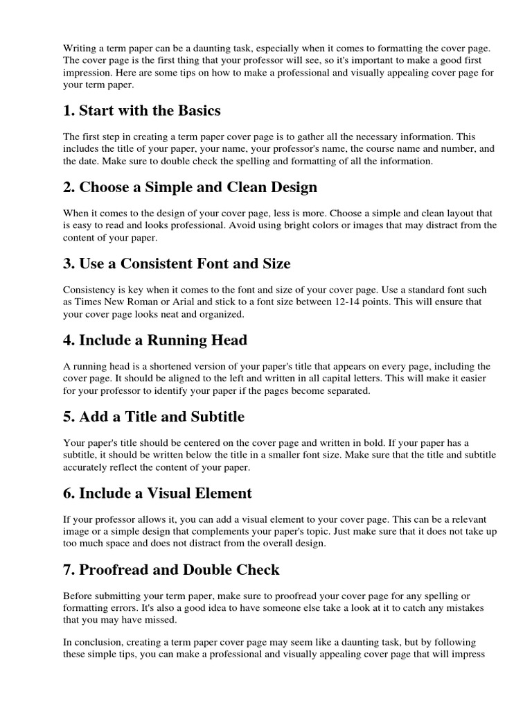 How To Make A Term Paper Cover Page | PDF | Apa Style | Writing