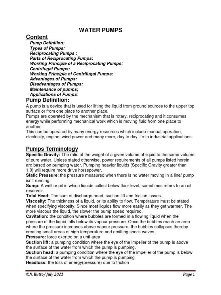 Water Pumps | PDF | Pump | Piston