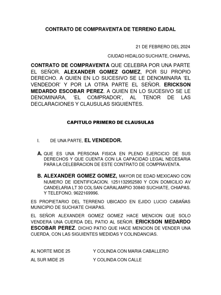 Constancia De Compra De Terreno