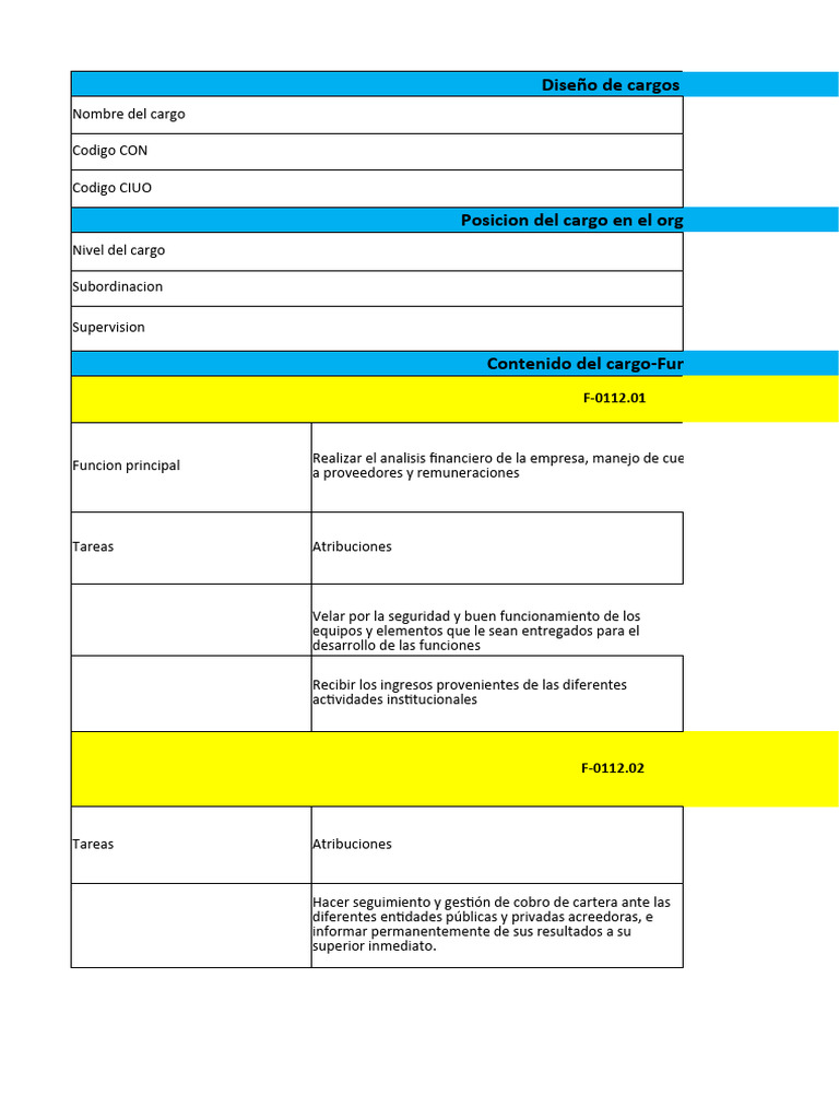 Diseño de Cargos Mariana Osorio | PDF | Contabilidad | Economias