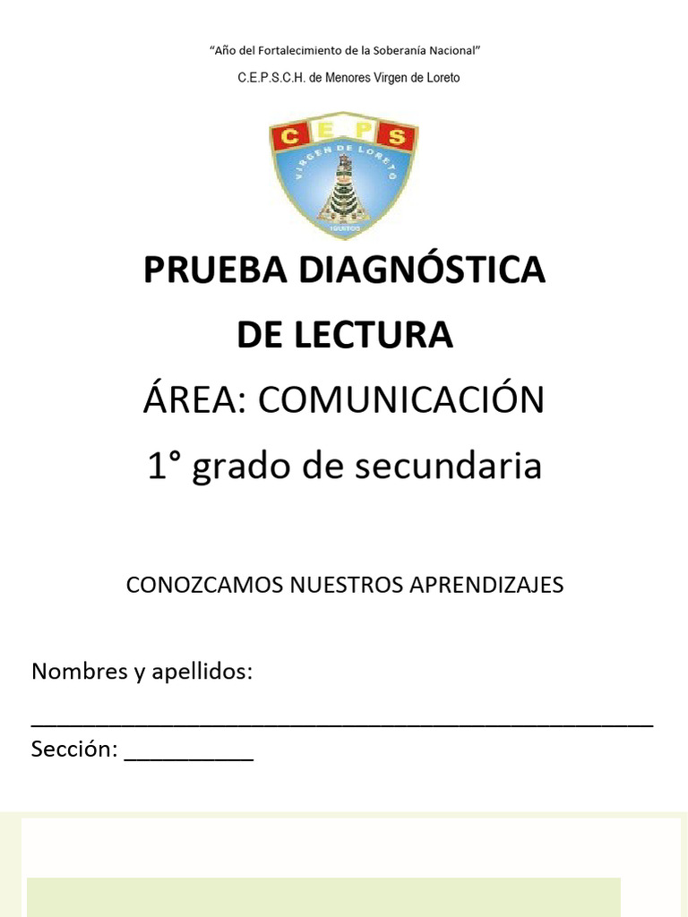 Prueba Diagnostica Lectura 1 | PDF