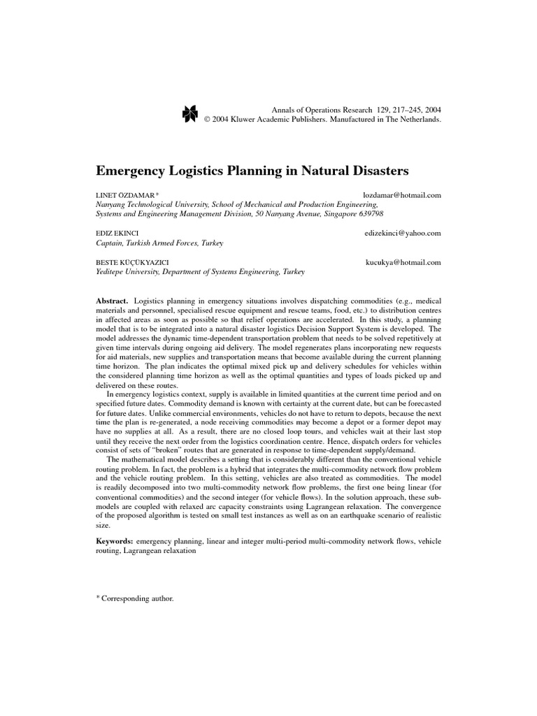 Disaster Logistics Optimization | PDF | Mathematical Optimization ...