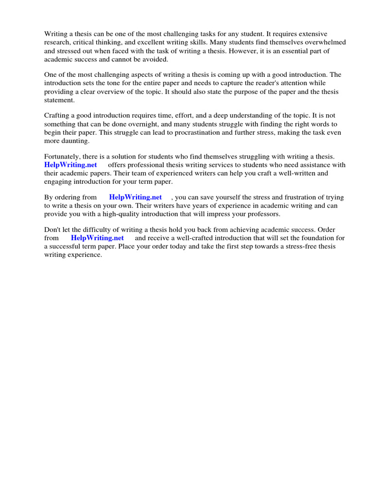 Example Good Introduction Term Paper | PDF | Essays | Thesis