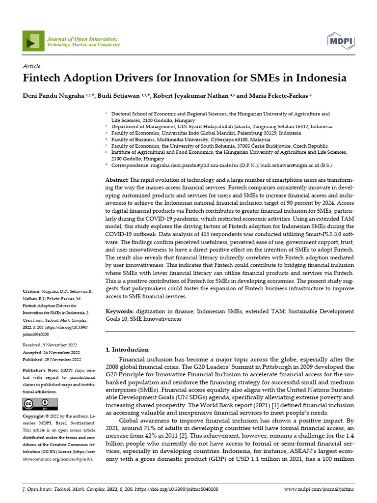 Nugraha, D. P., Et Al. (2022) - FinTech Adoption Drivers For Innovation ...