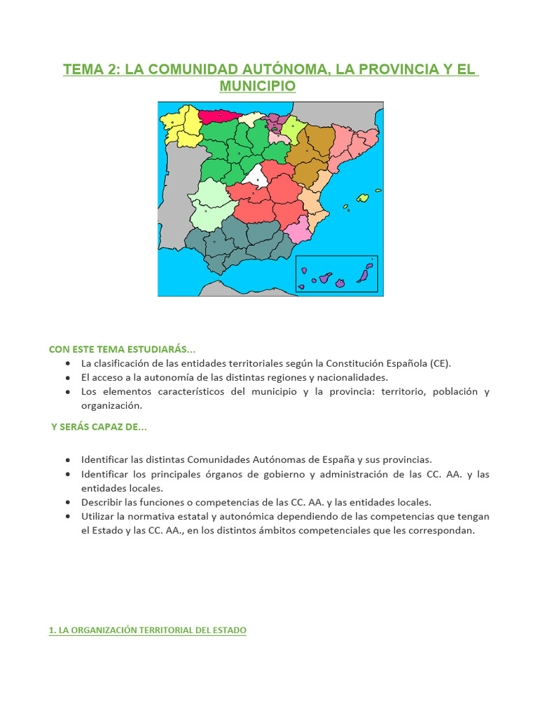 Estructura Territorial de España y Autonomía | PDF | Gobierno local ...