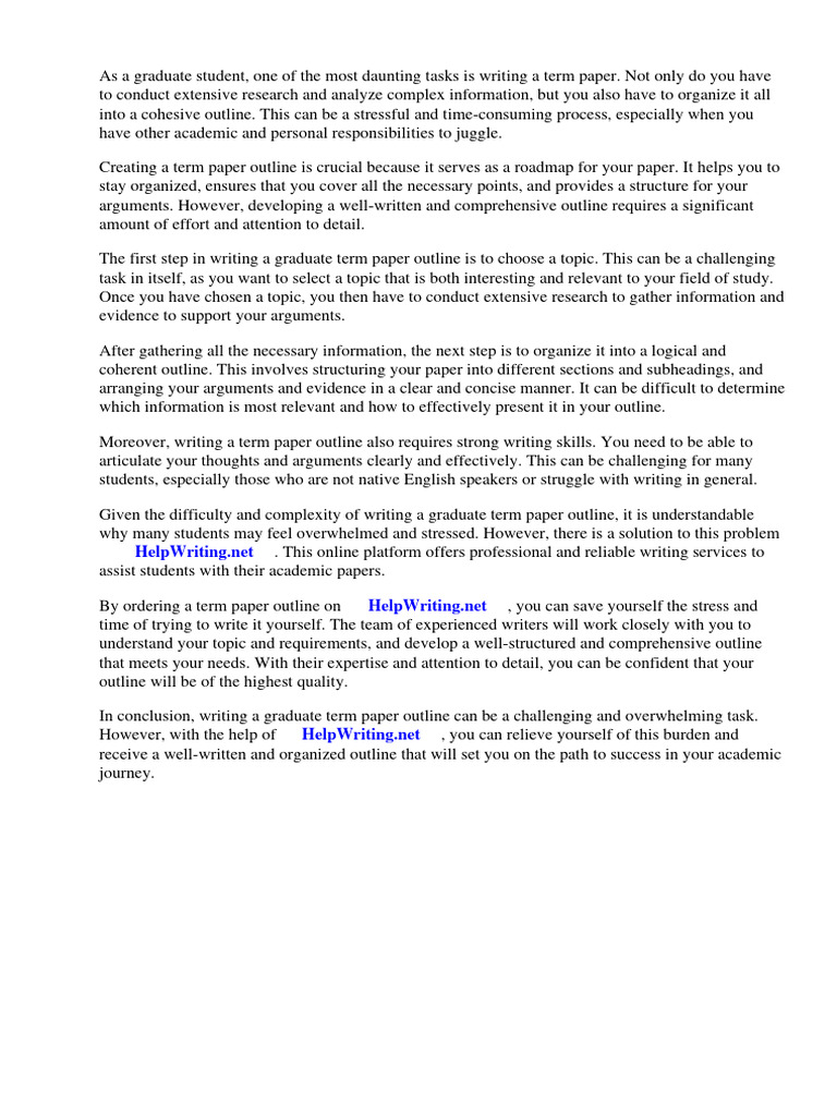 Graduate Term Paper Outline | PDF | Essays | Academic Publishing