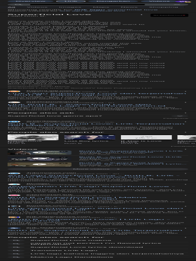 Patah Getas Llirik Agu Superficial Love - Google Search | PDF | Art