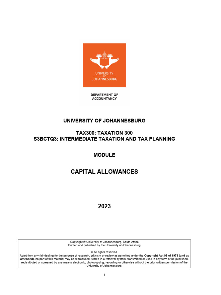 Capital Allowances Module 2023 | PDF | Tax Deduction | Business
