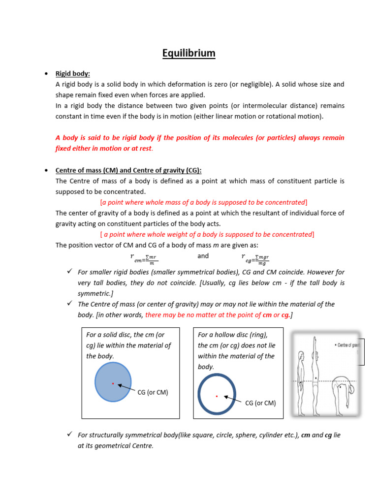 Understanding Rigid Body Equilibrium | PDF | Center Of Mass | Torque