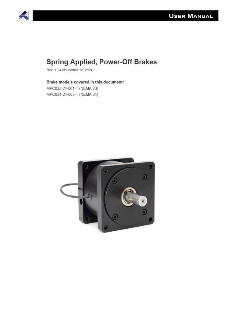 Teknic's NEMA 23 or NEMA 34 Spring Applied Power-Off Brakes | PDF ...