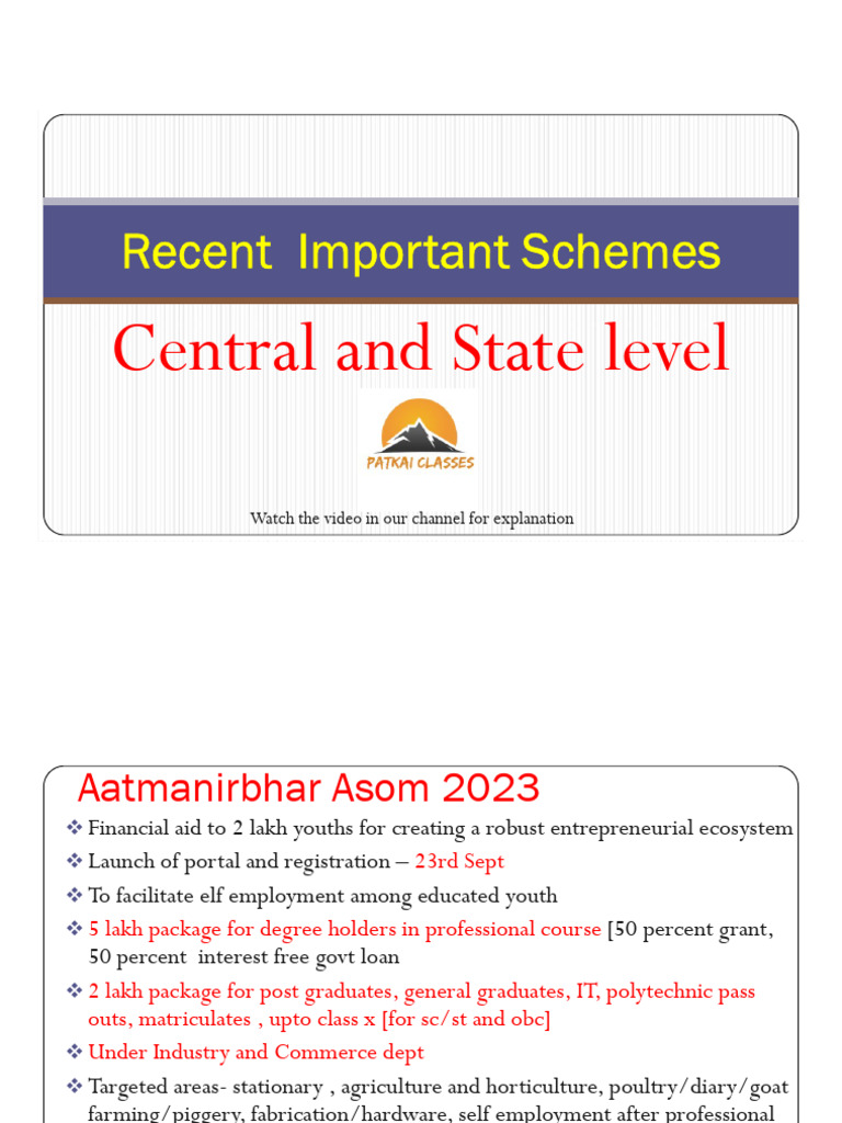 Important Schemes | PDF | Government Of India