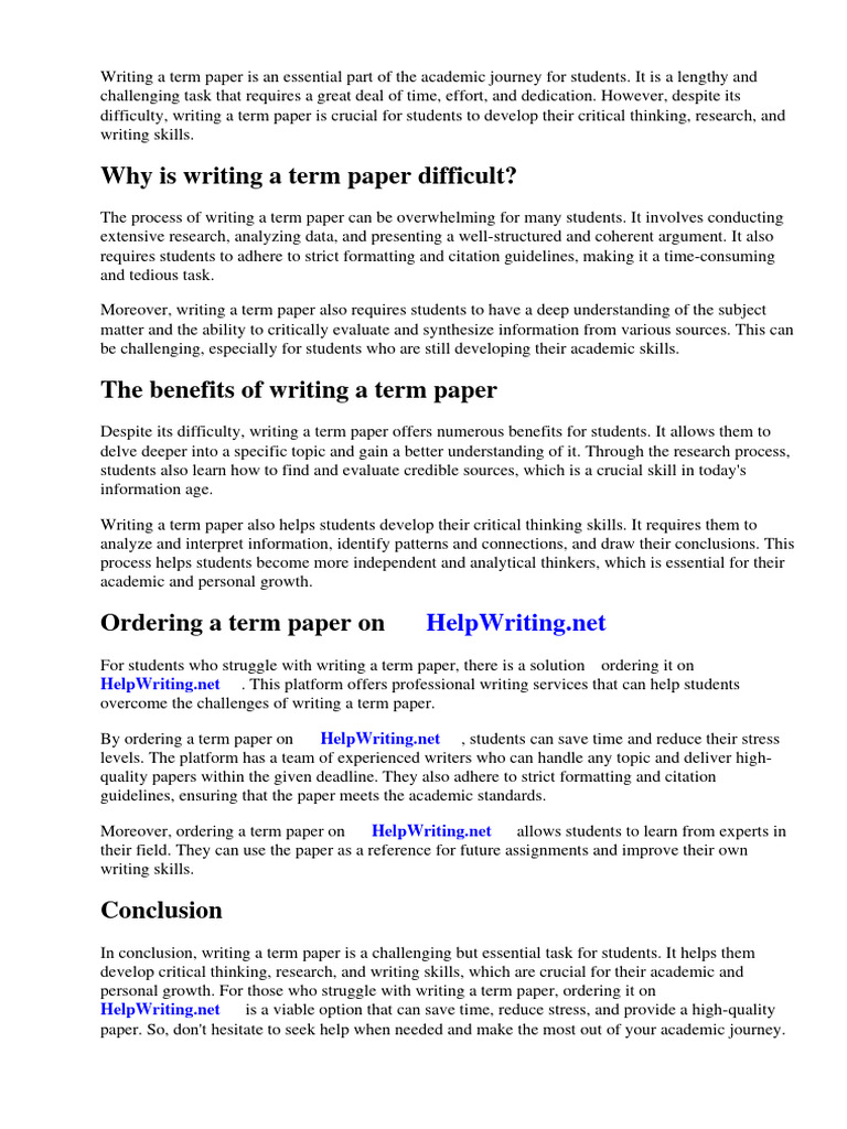 Importance of Writing Term Paper | PDF | Academic Publishing | Essays