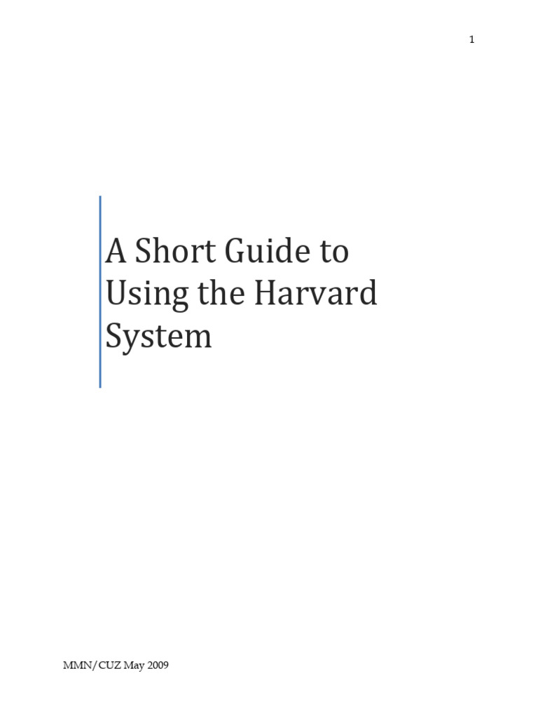 A Short Guide To Using The Harvard System | PDF | Citation