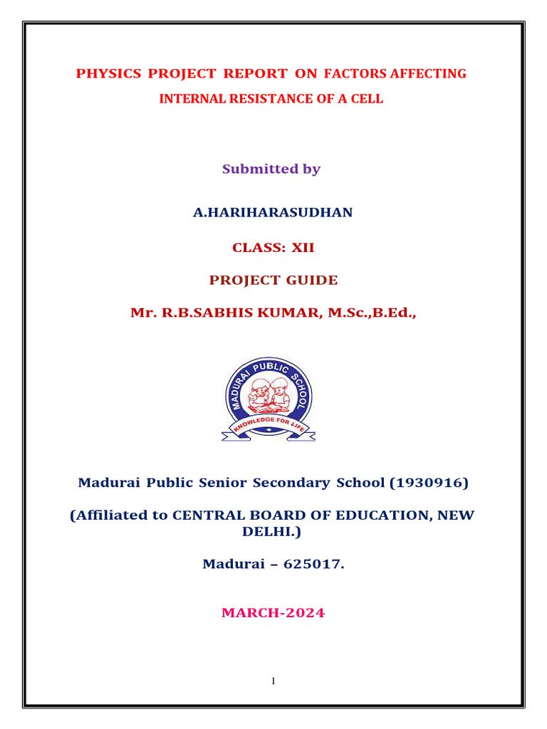 PHYSICS PROJECT FILE | PDF