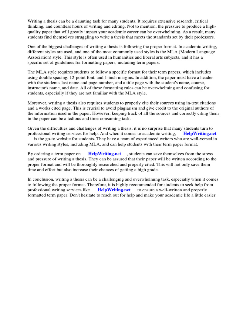 Term Paper Format Mla Style | PDF | Citation | Human Communication