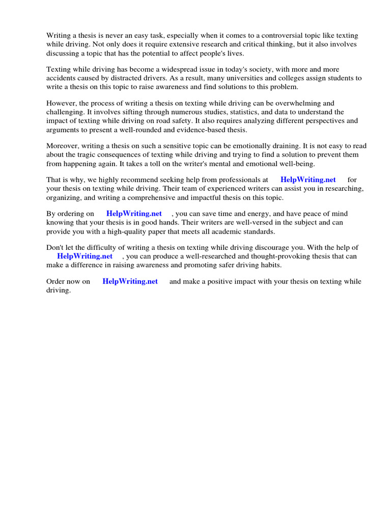 Term Paper On Texting While Driving | PDF | Text Messaging | Driving