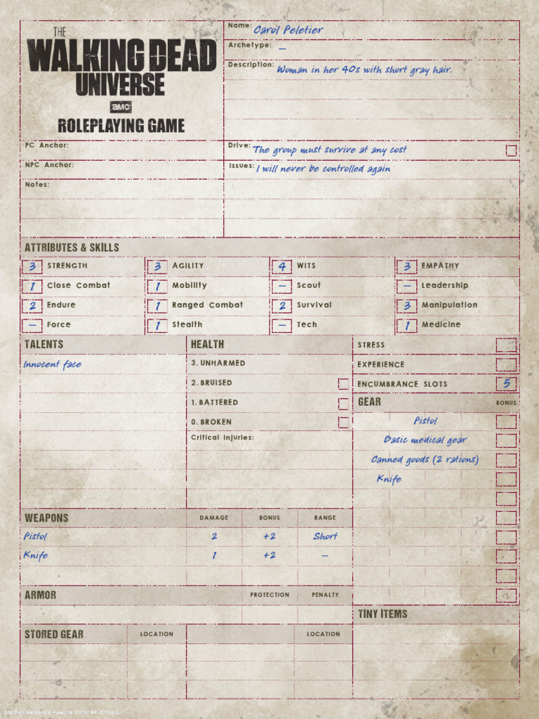 The Walking Dead RPG Starter Set TV Characters | PDF | Characters Created