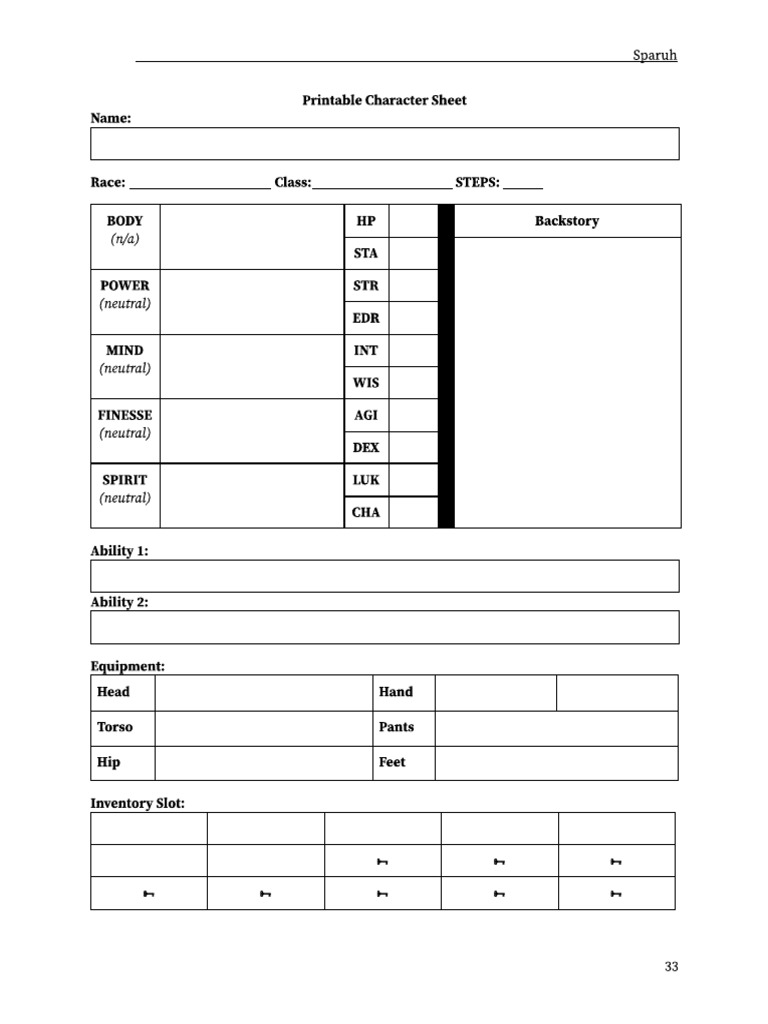 Everline Character Sheet v1.2 | PDF